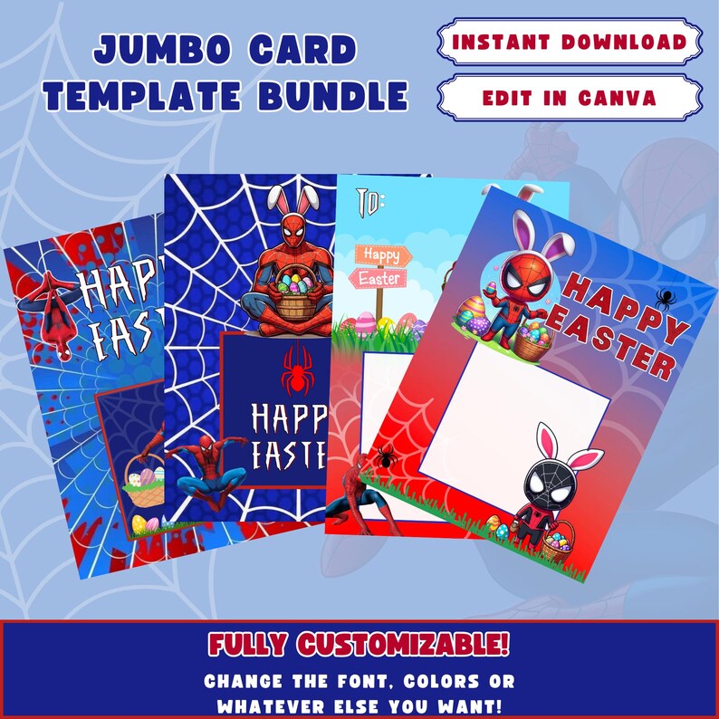 Jumbo Editable Easter Card Bundle, Easter Card Bundle Template ...