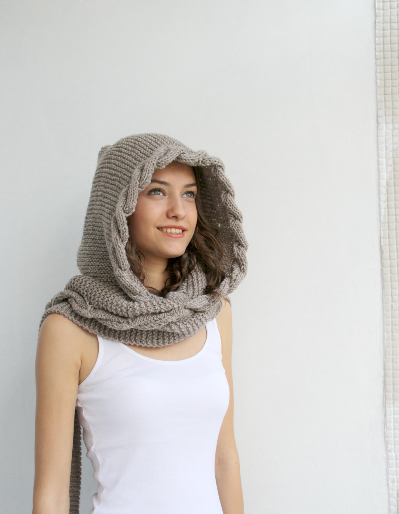 Bufanda con capucha marrón claro bufandas con capucha de | Etsy