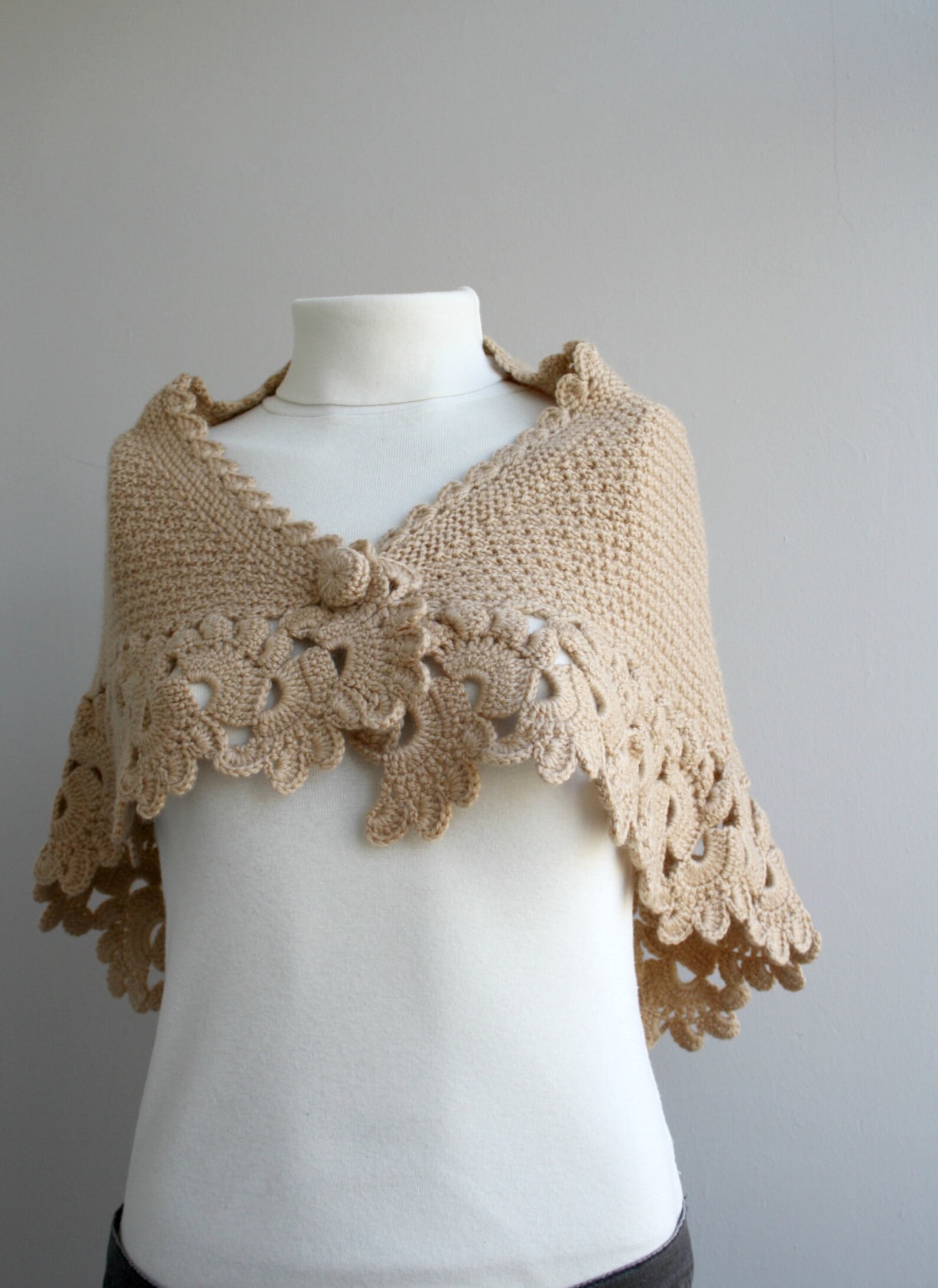 Camel Dark Beige Capelet Shawl Mothers Day Gift Under75 - Etsy