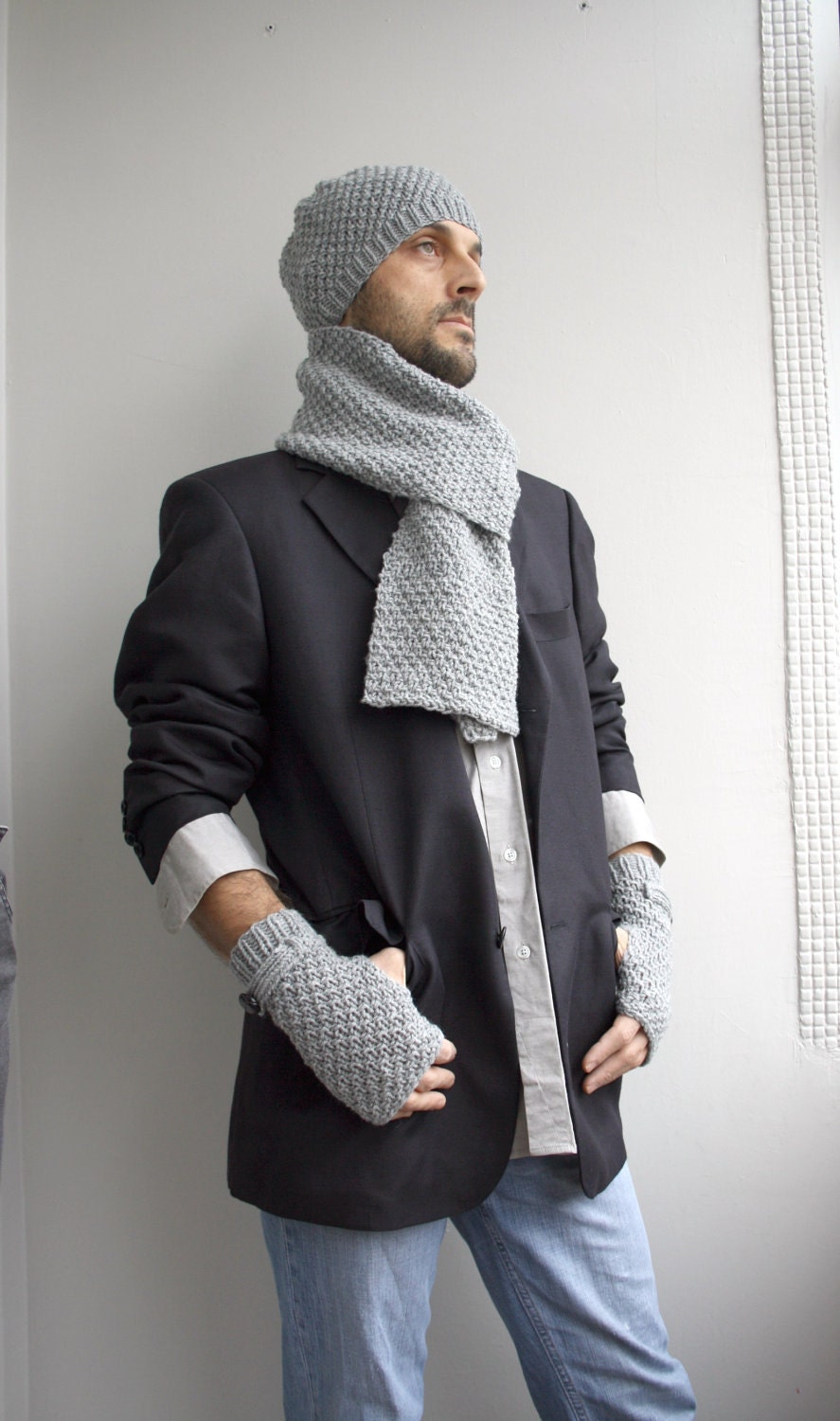 Handknit Wool Mittens Gloves for Men for My DAD Perfect Christmas Gift ...