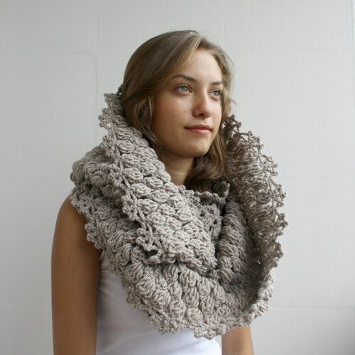 Milky Brown Infinity Scarf Wool Loop Cowl Circle Knit Scarf | Etsy