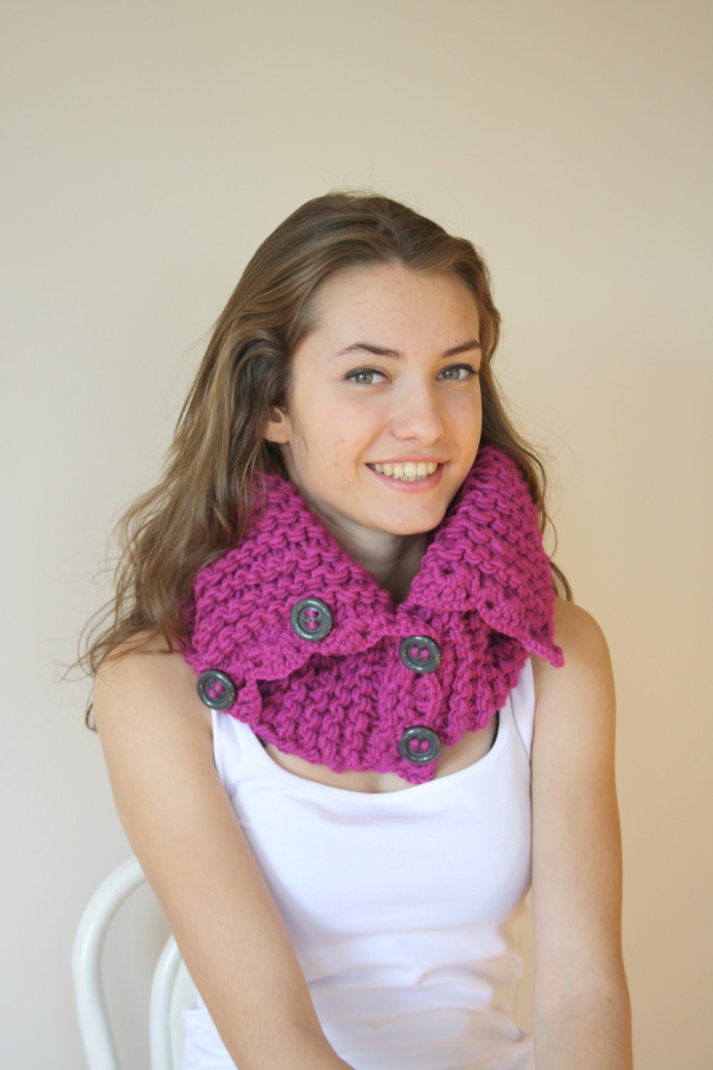 Purple Collar Scarf, Chunky Neckwarmer, Knitted Cowl, Christmas Gift ...