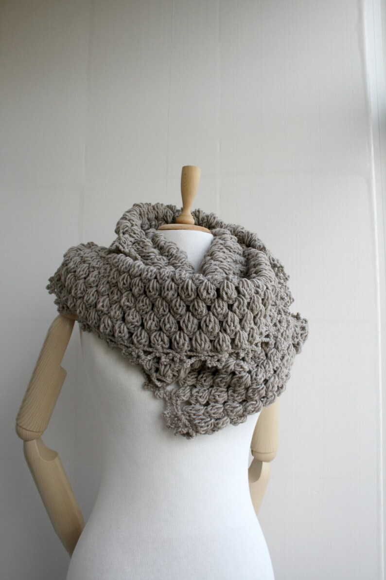 Milky Brown Infinity Scarf Wool Loop Cowl Circle Knit Scarf | Etsy