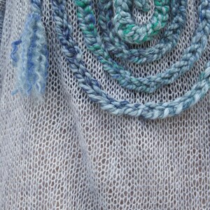 Hand Knitted Denim Blue Loose Knit Swater / Oversized Blue Poncho ...