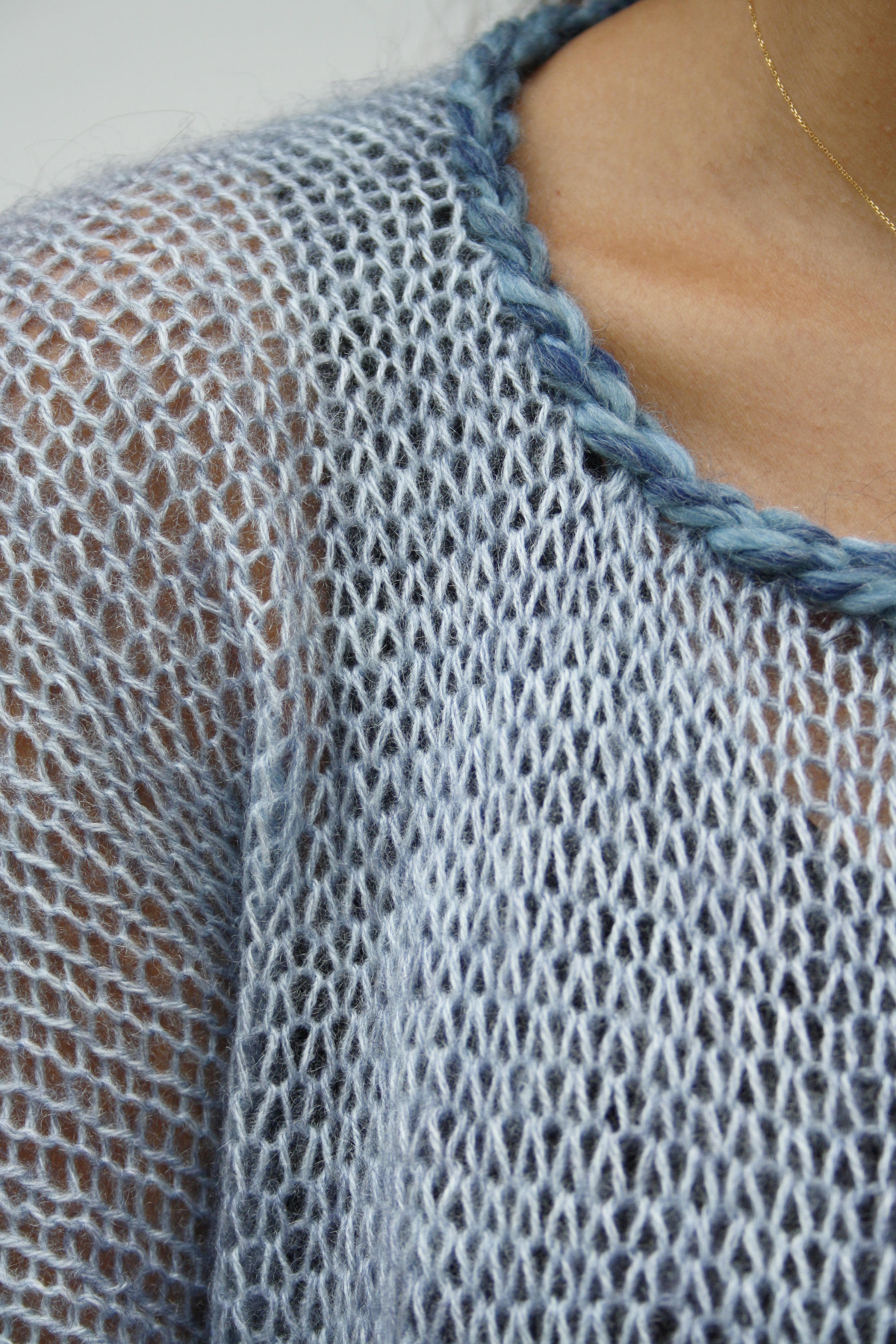 Hand Knitted Denim Blue Loose Knit Swater / Oversized Blue - Etsy