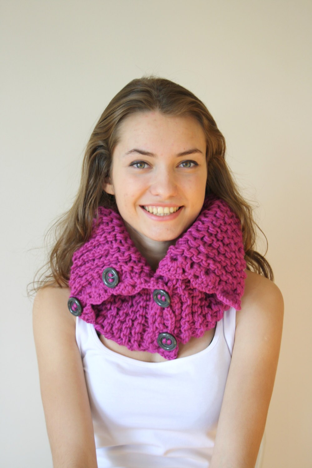 Purple Collar Scarf, Chunky Neckwarmer, Knitted Cowl, Christmas Gift ...