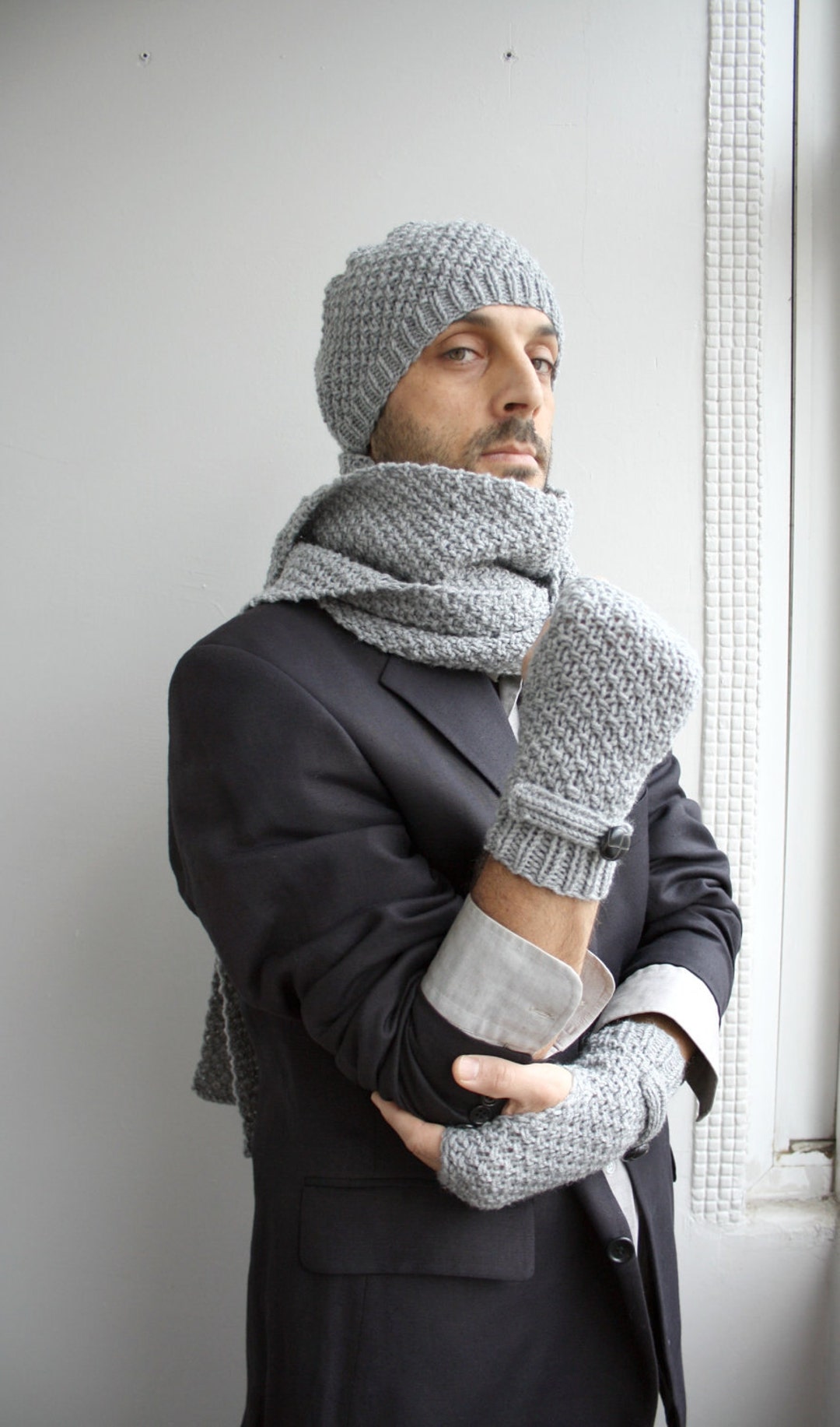 Handknit Wool Mittens Gloves for Men for My DAD Perfect Christmas Gift ...