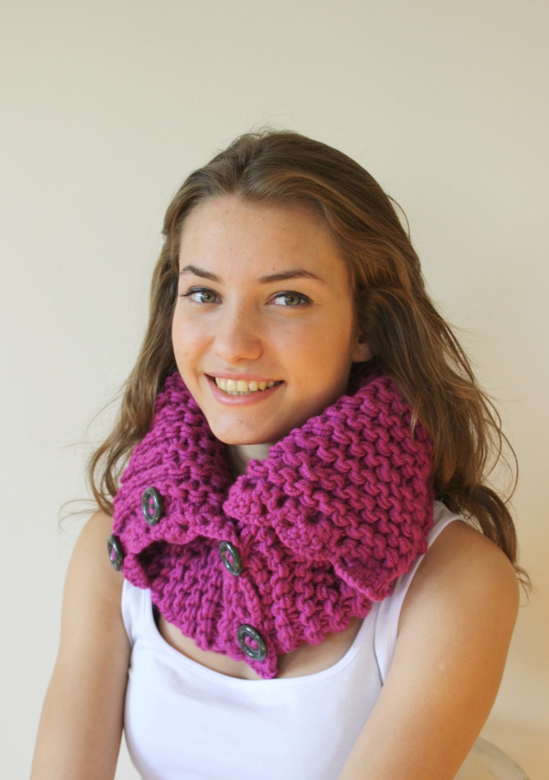 Purple Collar Scarf, Chunky Neckwarmer, Knitted Cowl, Christmas Gift ...