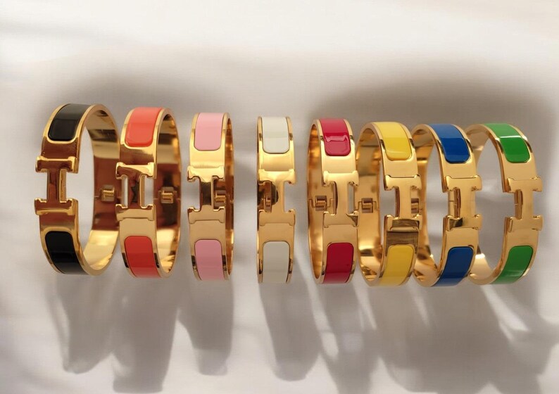 18K Gold Versatile Bracelet, Enamel Color Bangle Bracelet, Gift for ...