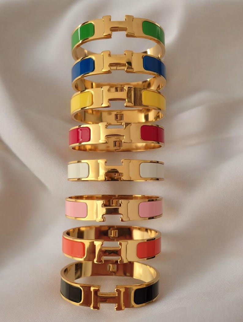 18K Gold Versatile Bracelet, Enamel Color Bangle Bracelet, Gift for ...