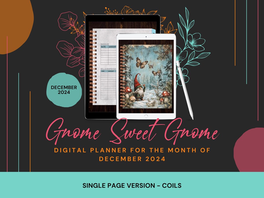 DIGITAL Single Page With Coils - Gnome Sweet Gnome December Monthly ...