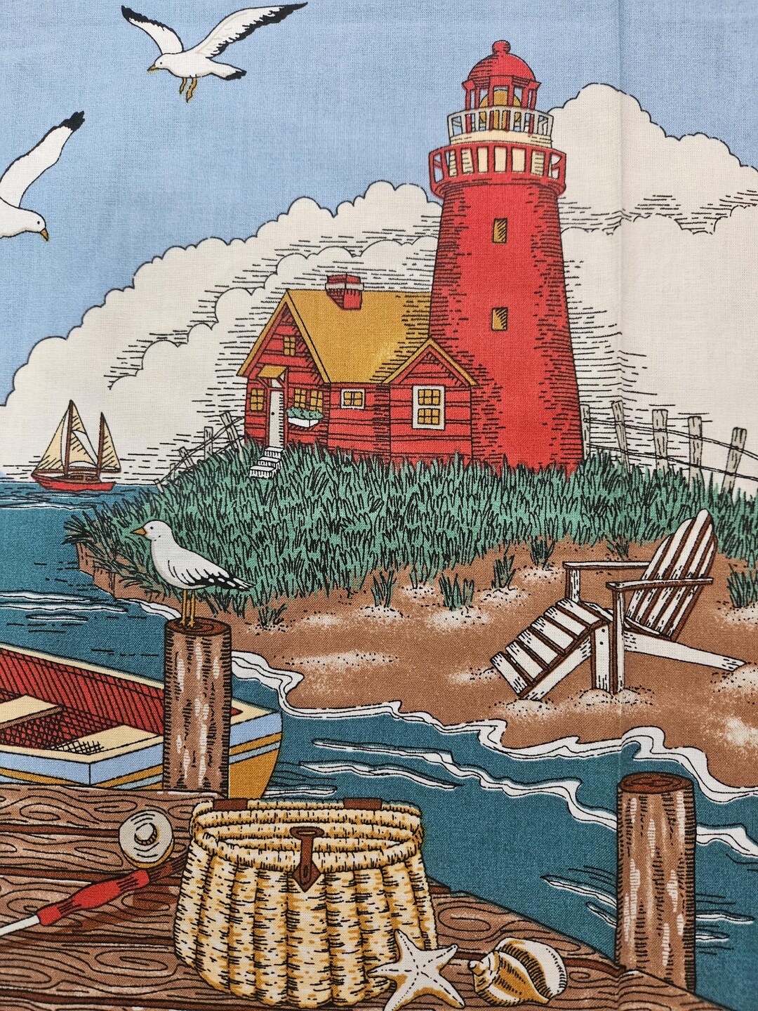 Vintage Lighthouse/dock Pillow Panels. 1995 - Etsy