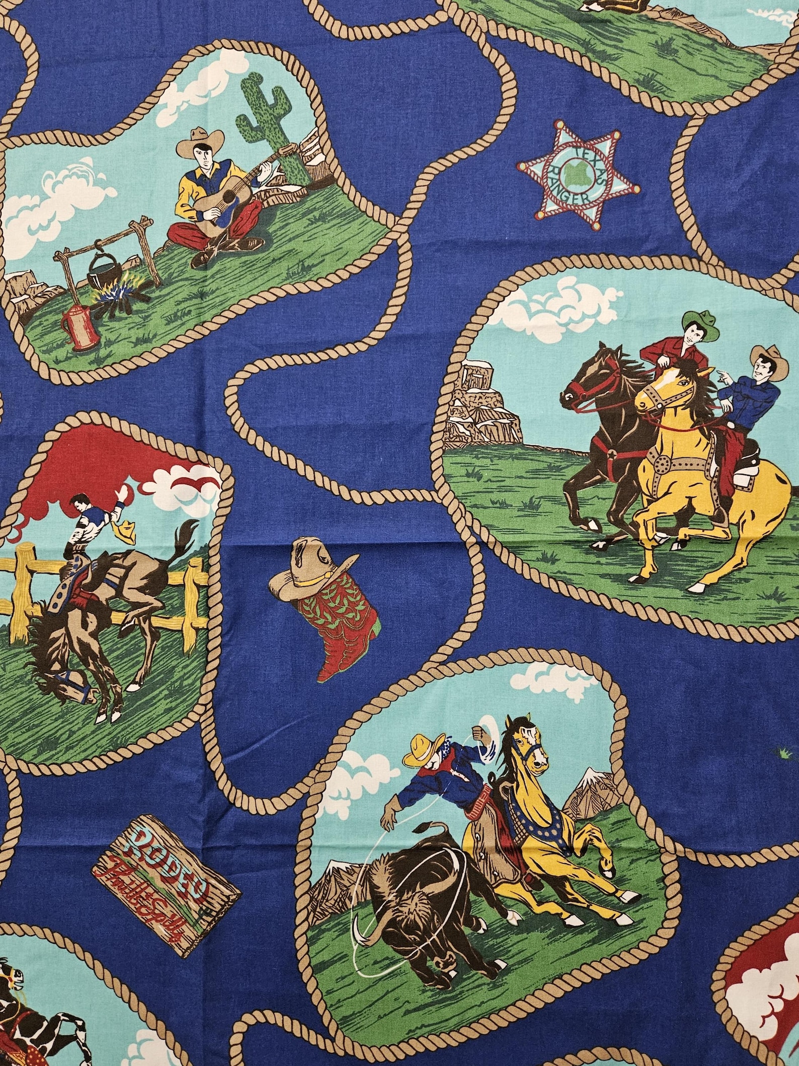 Western Fabric ,cowboy and Rodeo Print - Etsy