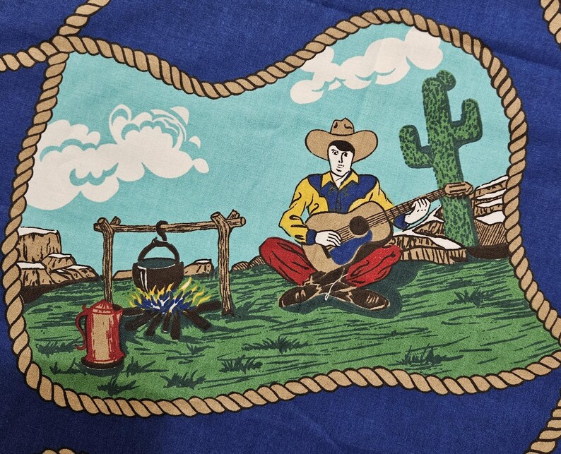 Western Fabric ,cowboy and Rodeo Print - Etsy