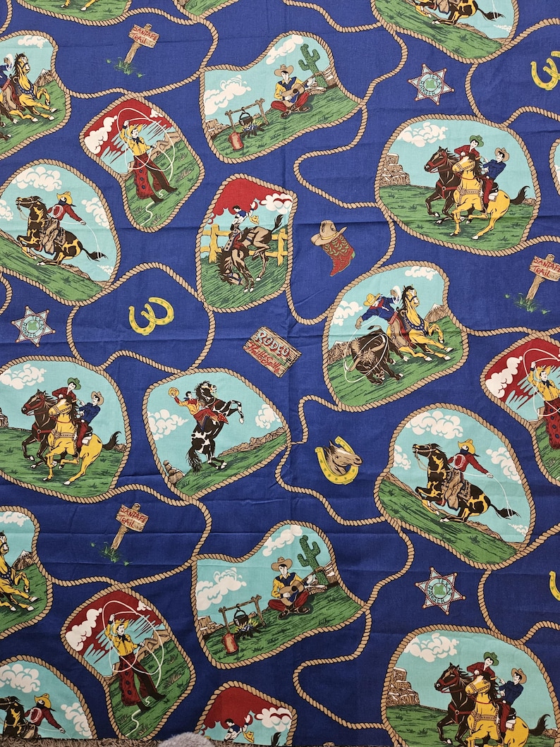 Western Fabric ,cowboy and Rodeo Print - Etsy