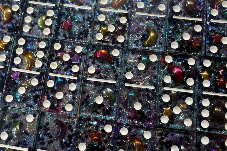Galaxy Resin Domino Set: Handmade Glitter Charm Game Gift - Etsy