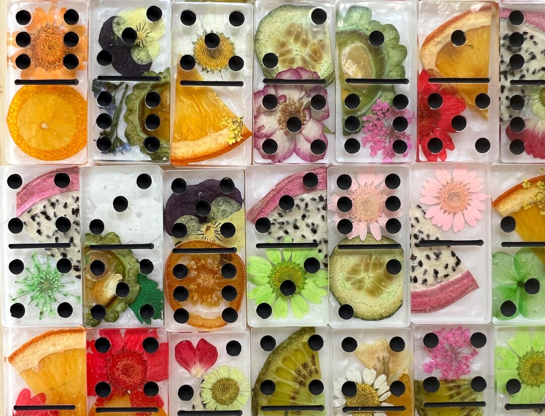 Floral Fruit Resin Domino Set: Handmade Decorative Game - Etsy