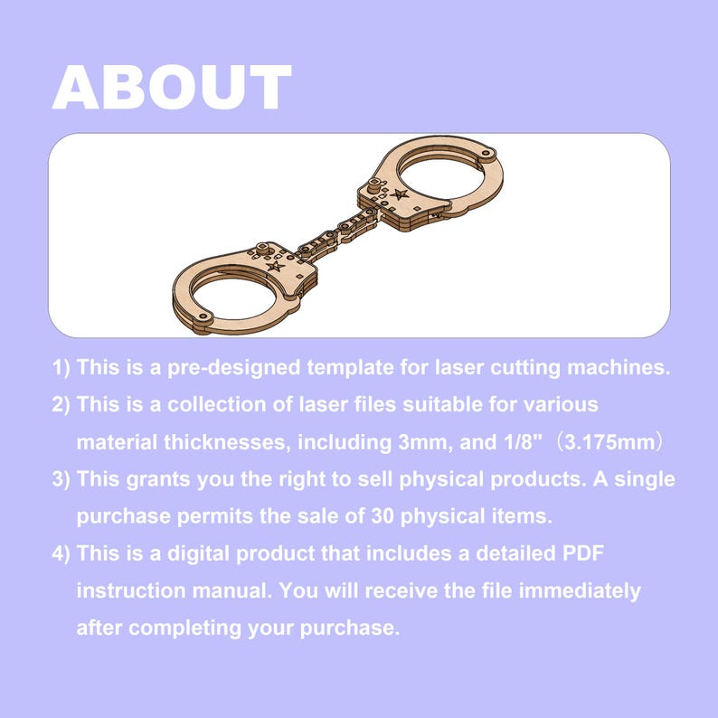 Handcuffs Laser Cut Files | Police Prop Template (digital Download) - Etsy