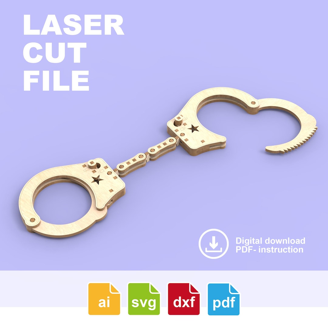 Handcuffs Laser Cut Files | Police Prop Template (digital Download) - Etsy
