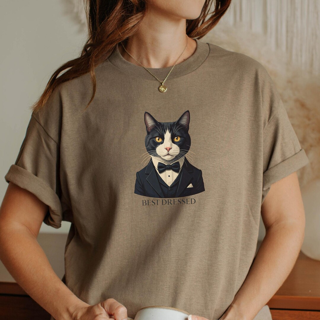 Best Dressed Black and White Tuxedo Cat, Unisex Tee, Cat Lover Shirt ...