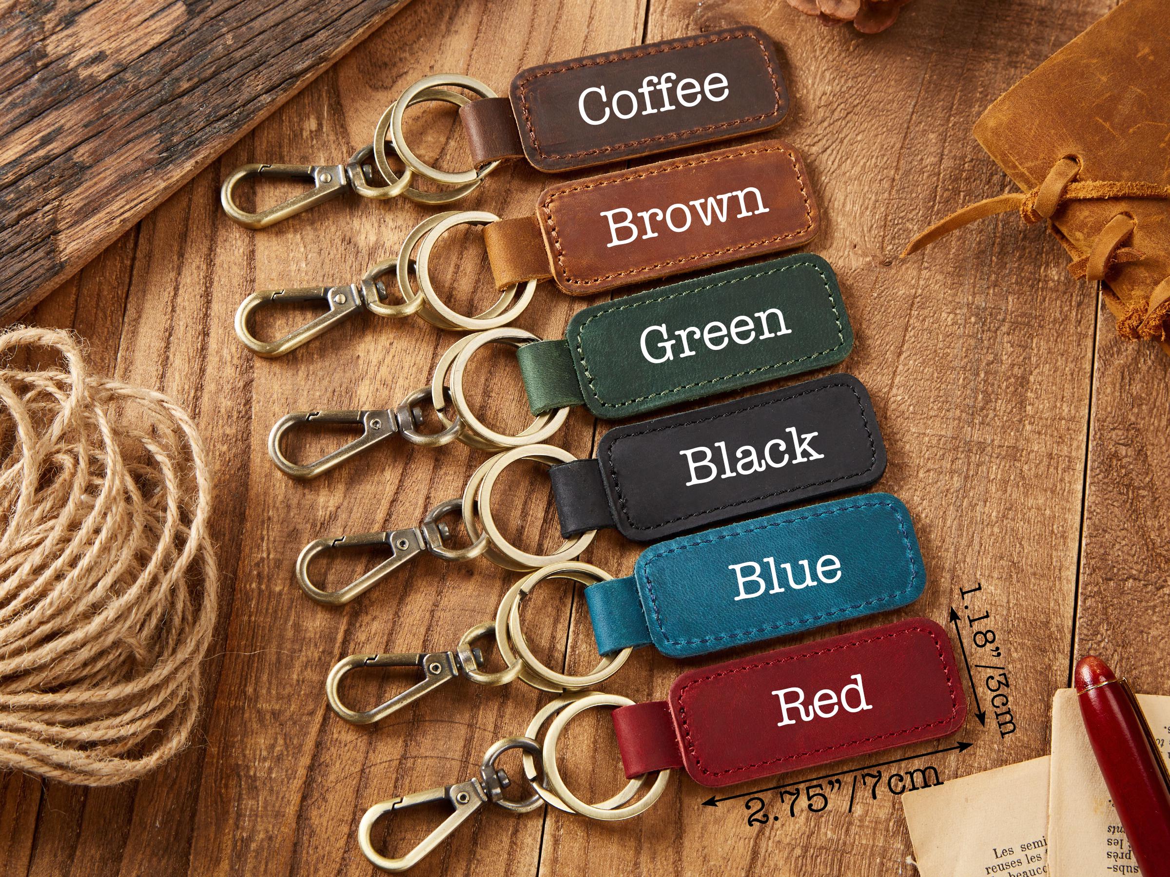 Engraved Leather Keychain for Men,personalized Men Keychain,leather ...