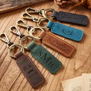 Engraved Leather Keychain for Men,personalized Men Keychain,leather ...
