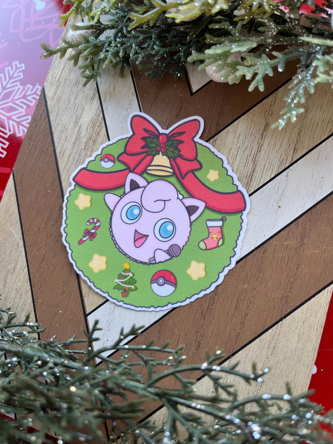 Cute Pink Poke Fluffy Chibi Anime Vinyl Christmas Stickers for Laptops ...