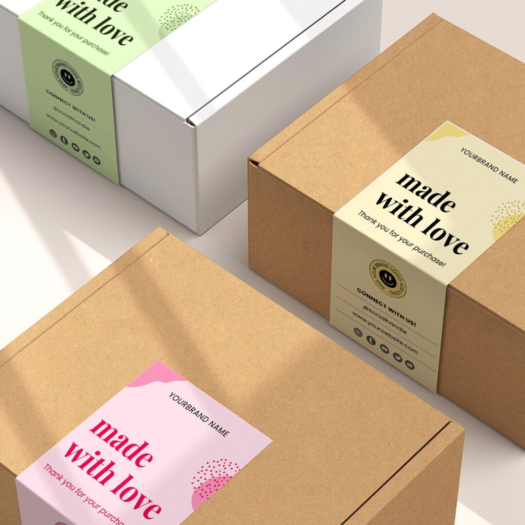 Box Label Template, Custom Package Label Sticker, Editable Branded ...