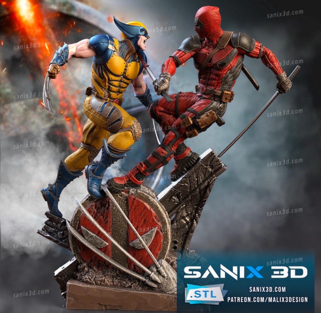 Deadpool & Wolverine Figure Statue 3D Printed Perfect Gift for ...