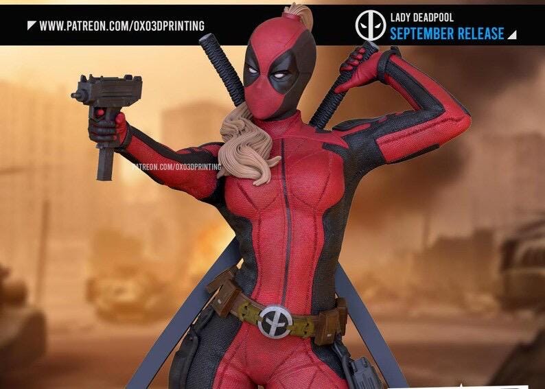 Lady Deadpool Figure Marvel Statue 3D Printed | Great Gift for ...
