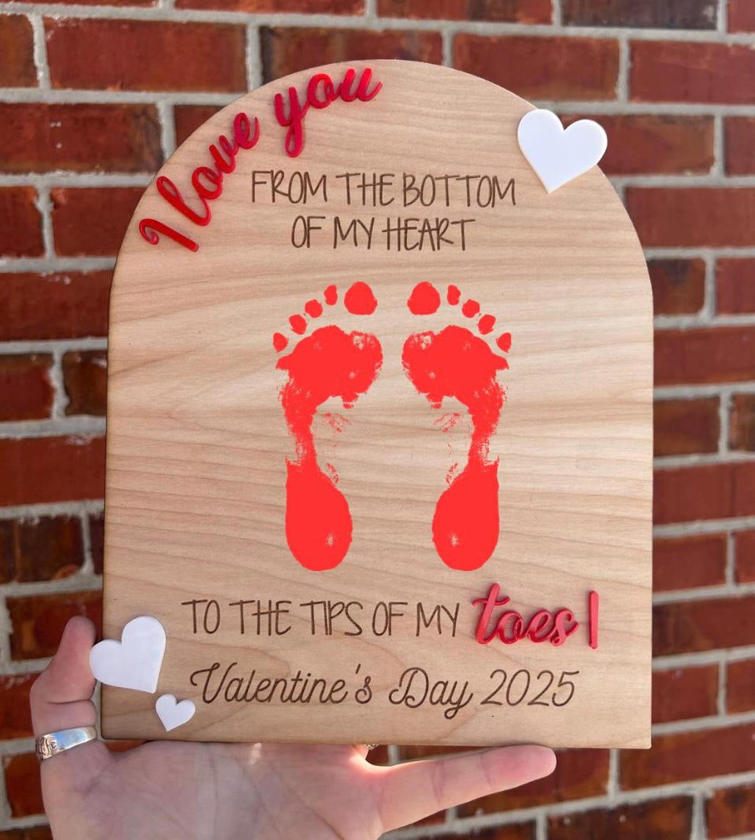 Valentine's Day Footprint Board, Kids Footprint Board, Valentine's Kids ...