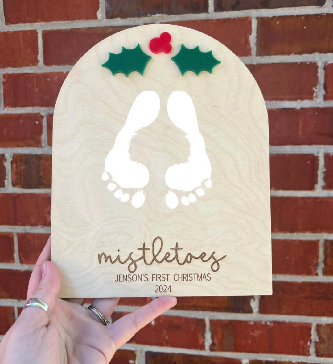 Mistletoe Baby Footprint Craft My First Christmas Decor - Etsy