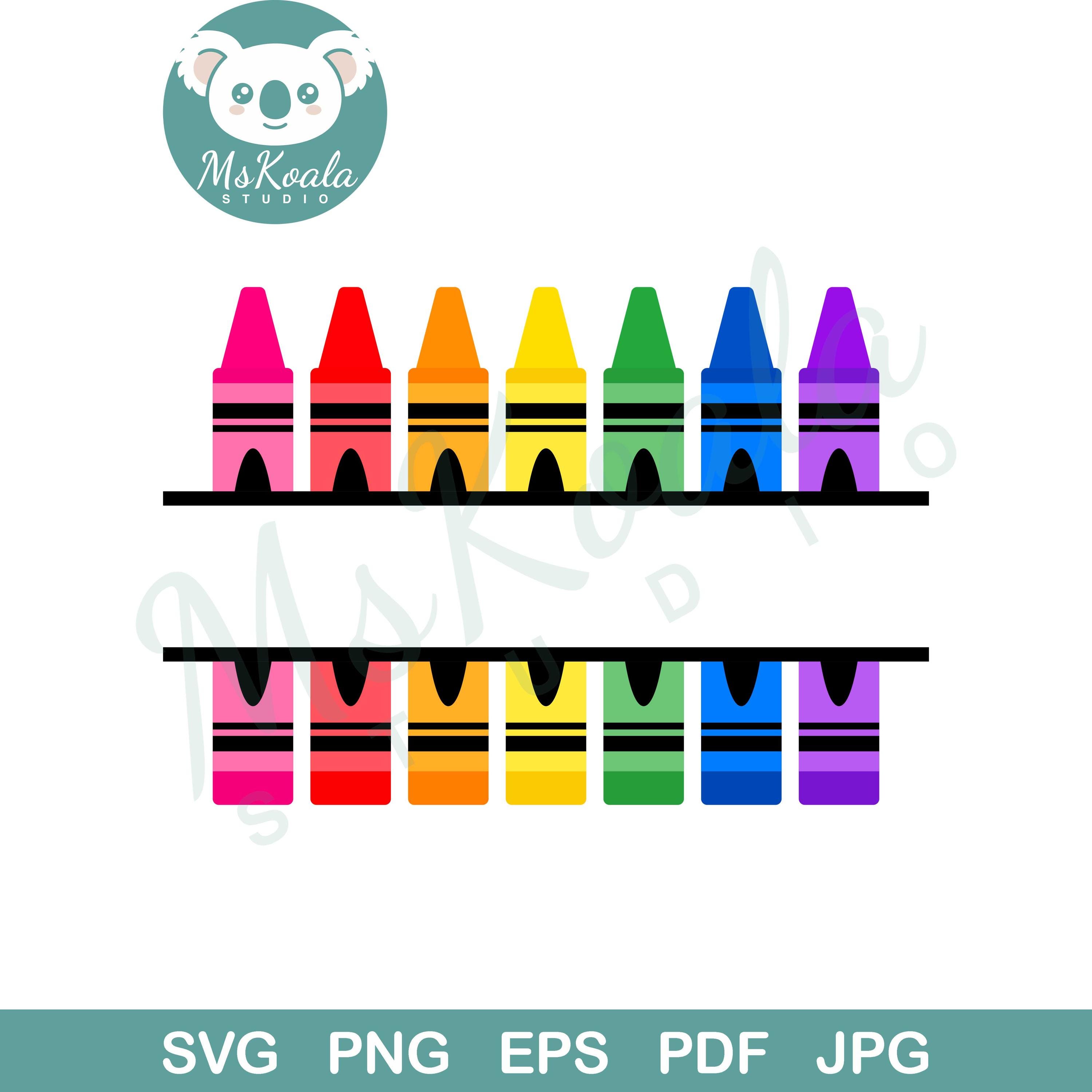 Colorful Crayon SVG, Crayon Cut File, Split Monogram SVG, Add Name ...