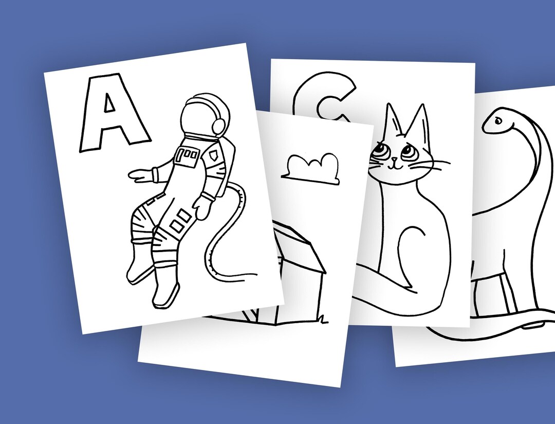 Hand Drawn Printable Alphabet Coloring Pages for Kids, 8.5 X 11 Size - Etsy
