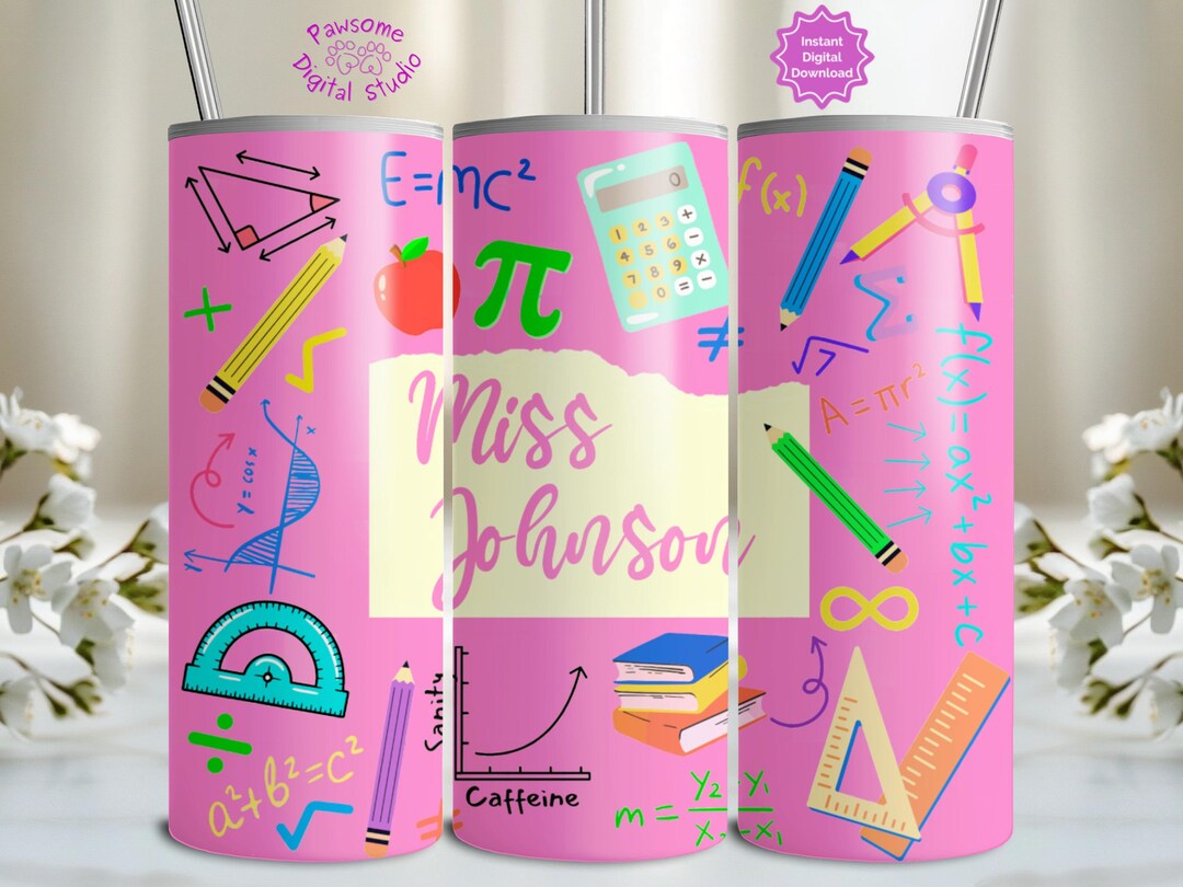 Math Teacher Tumbler Wrap PNG, Teacher Appreciation Gift, Math Lover ...