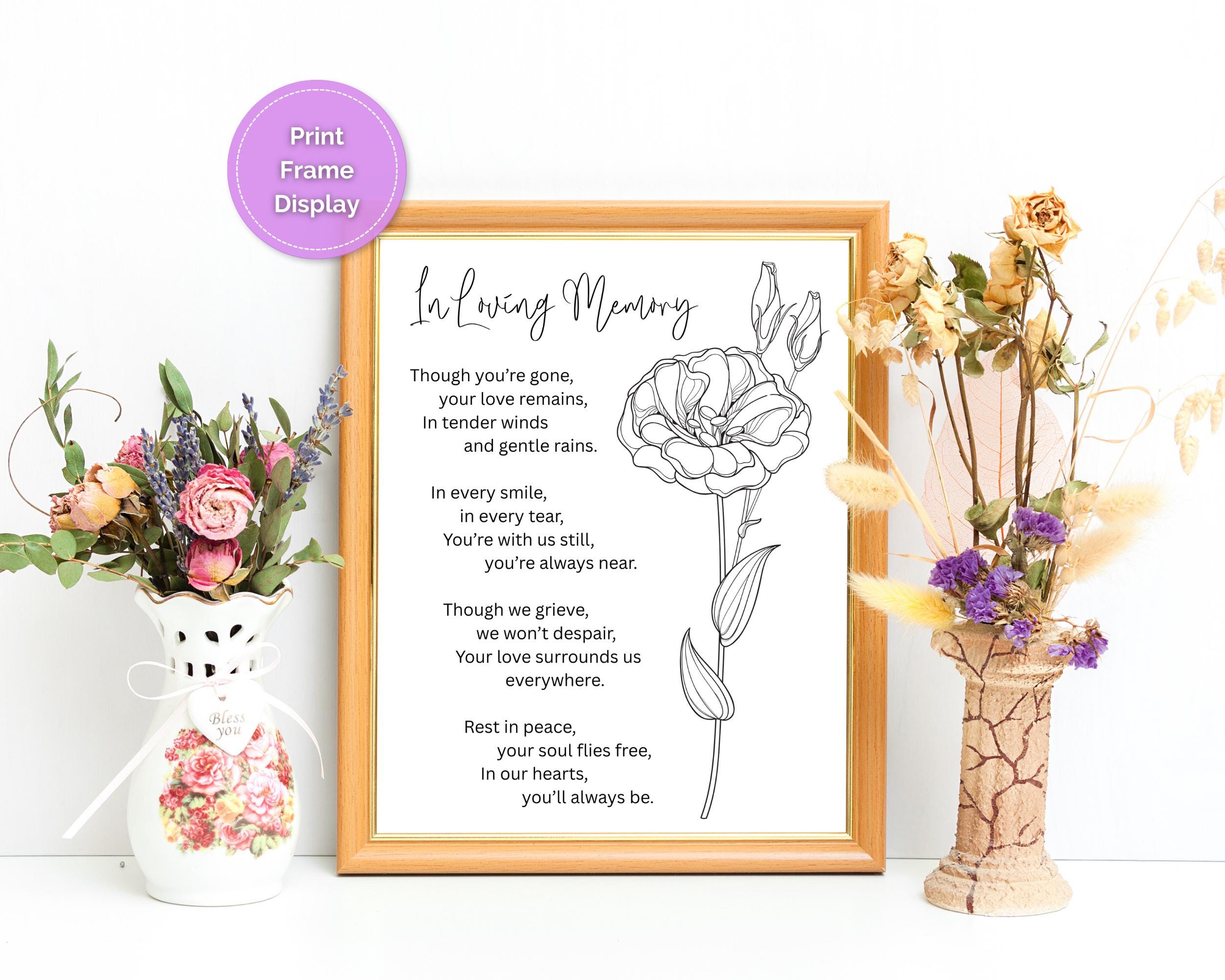 In Loving Memory, Poems for Funerals, Sympathy Card, Funeral Poem ...