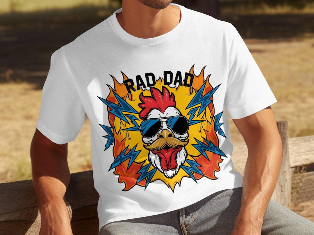 Rad Dad Png, Mustache Chicken Dad Png, Cool Dad Sublimation Design ...