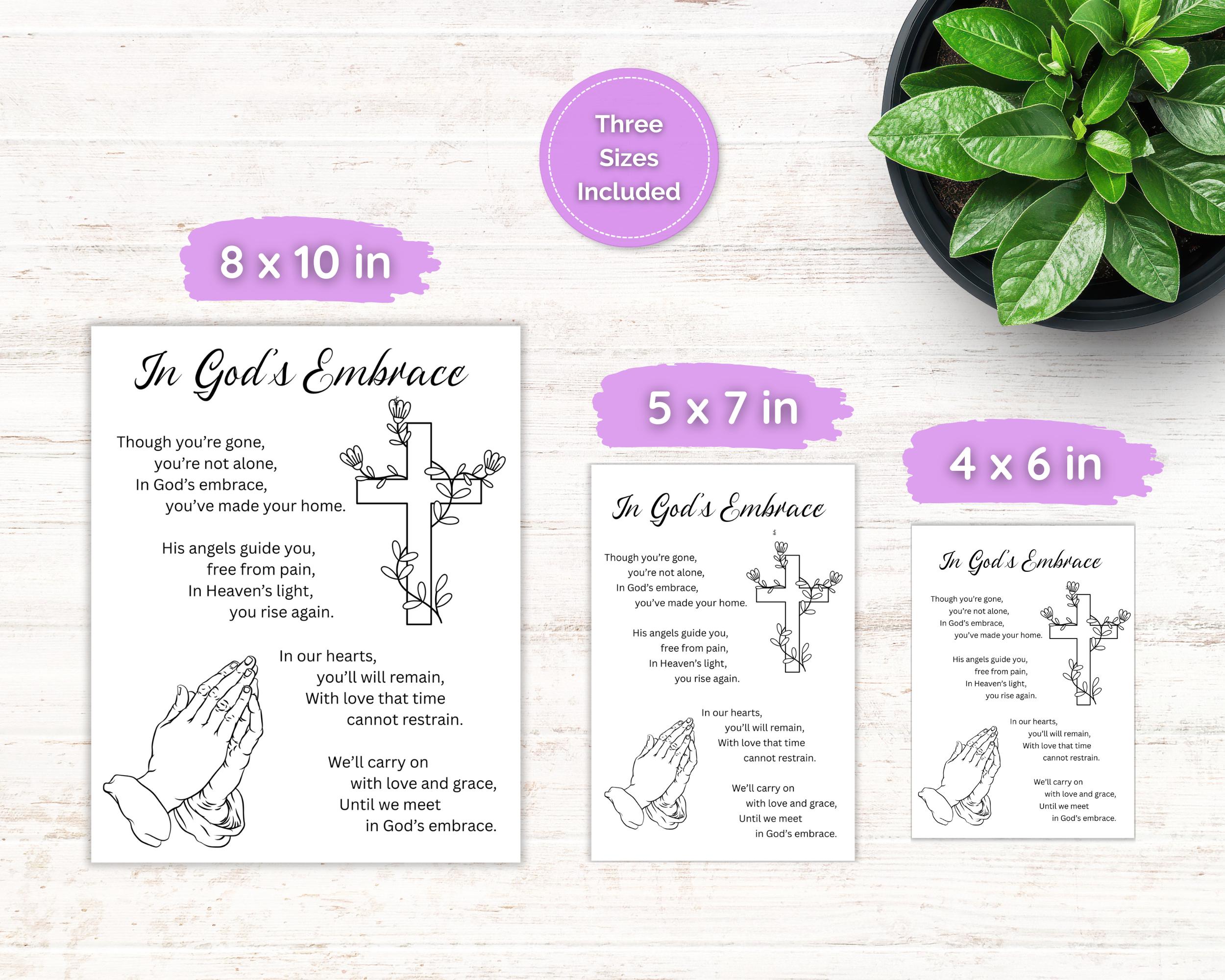 In God's Embrace, Poems for Funerals, Sympathy Card, Funeral Poem ...