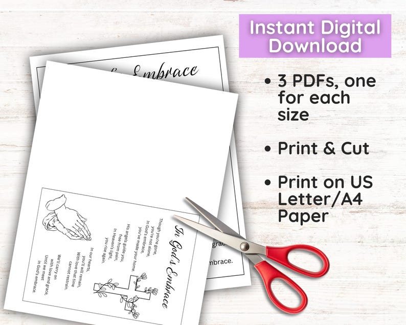 In God's Embrace, Poems for Funerals, Sympathy Card, Funeral Poem ...