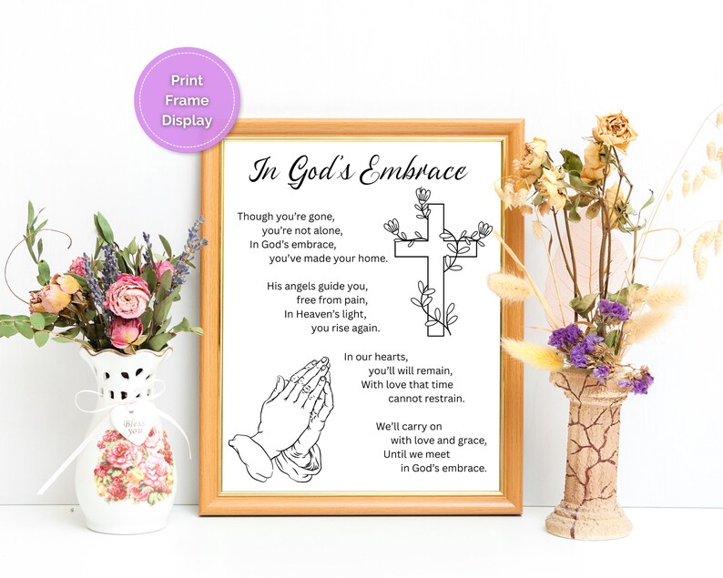 In God's Embrace, Poems for Funerals, Sympathy Card, Funeral Poem ...