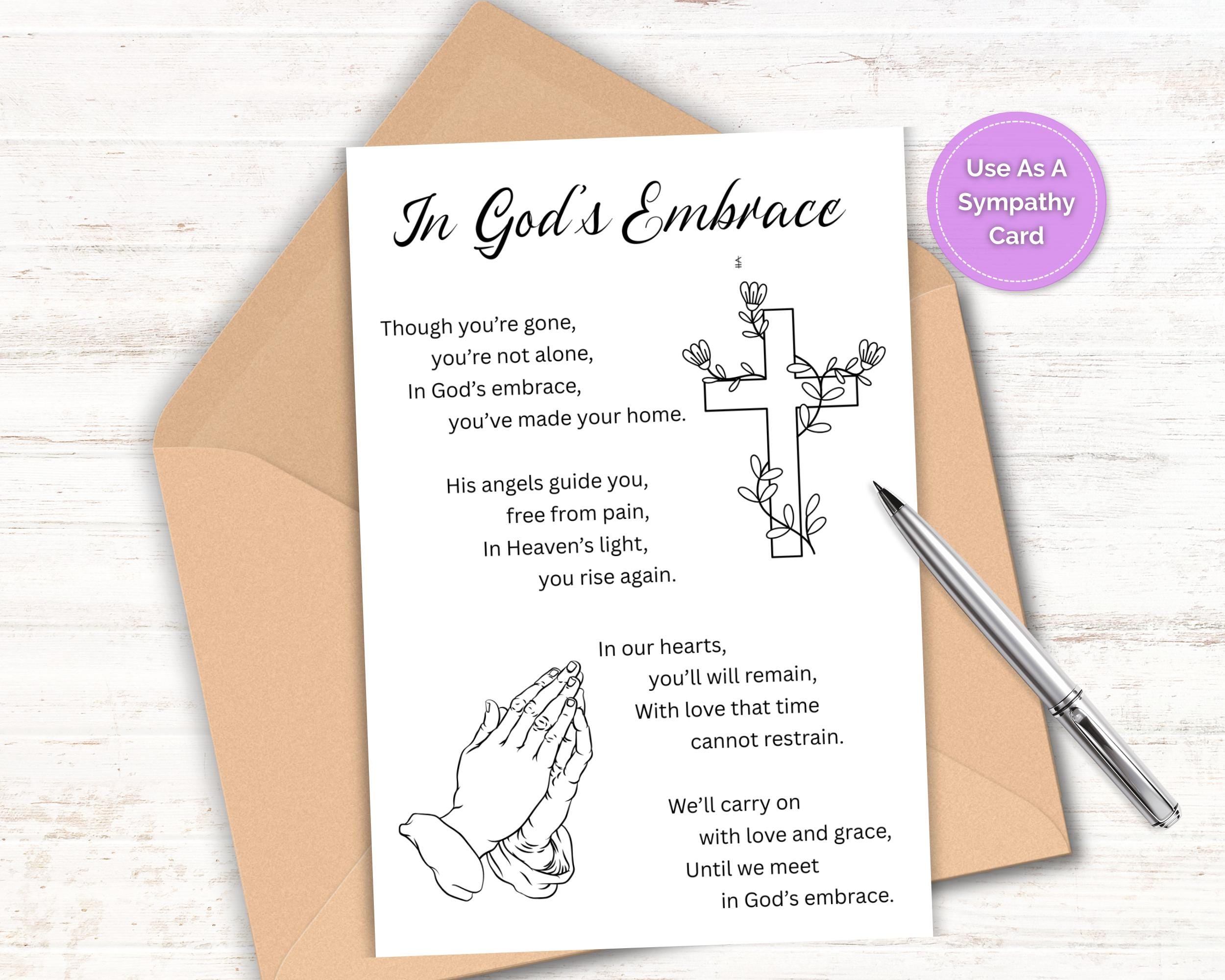 In God's Embrace, Poems for Funerals, Sympathy Card, Funeral Poem ...