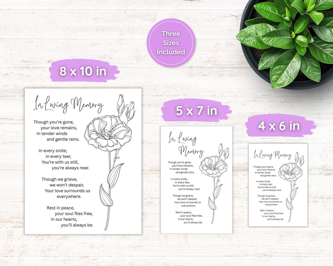 In Loving Memory, Poems for Funerals, Sympathy Card, Funeral Poem ...