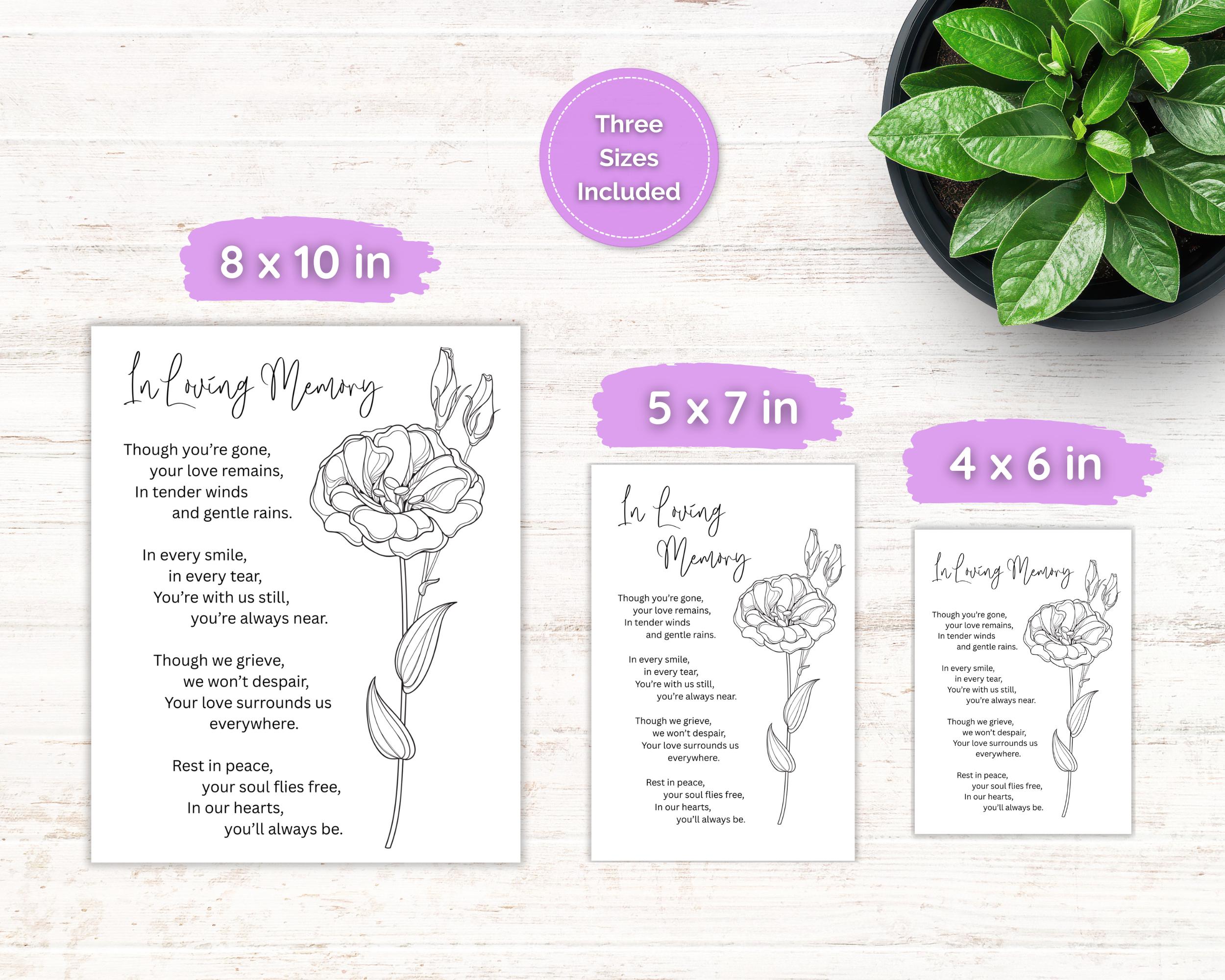 In Loving Memory, Poems for Funerals, Sympathy Card, Funeral Poem ...