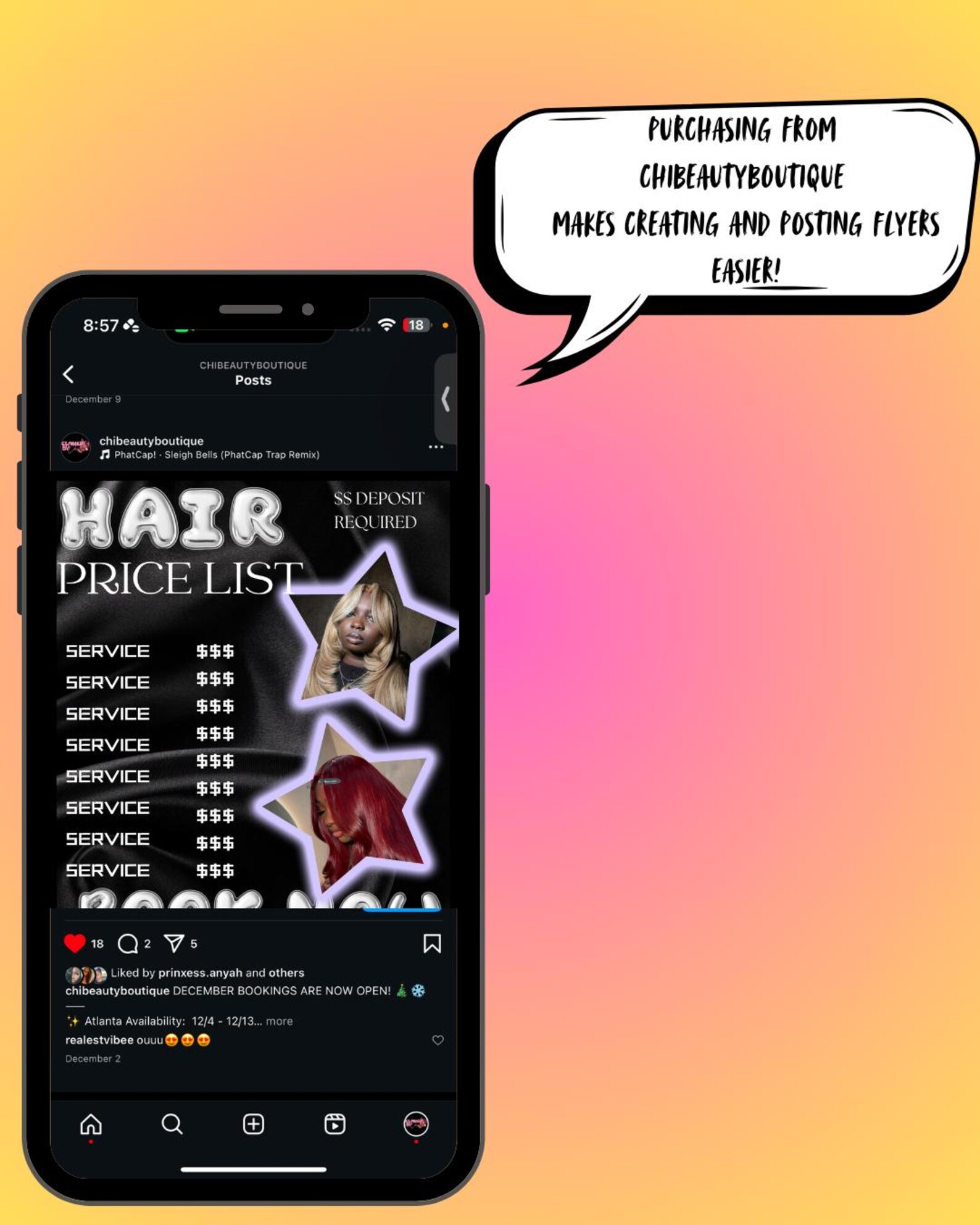 Editable Hair Service Price List, Wig Bundle Pricing, Service Menu ...