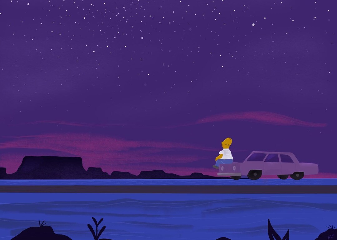 Homer Simpson Night Sky 8x10" Print - Christmas Gift - Etsy UK