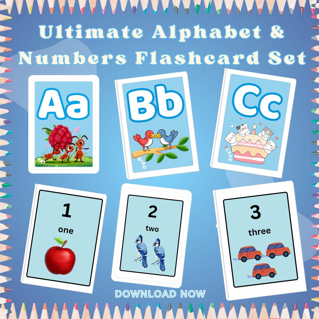 A-Z Alphabet and 1-10 Numbers Flashcard Bundle | Kids Printable ...
