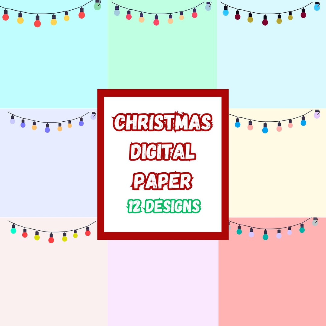 Christmas Digital Paper, Christmas Lights Background, Holiday Digital ...