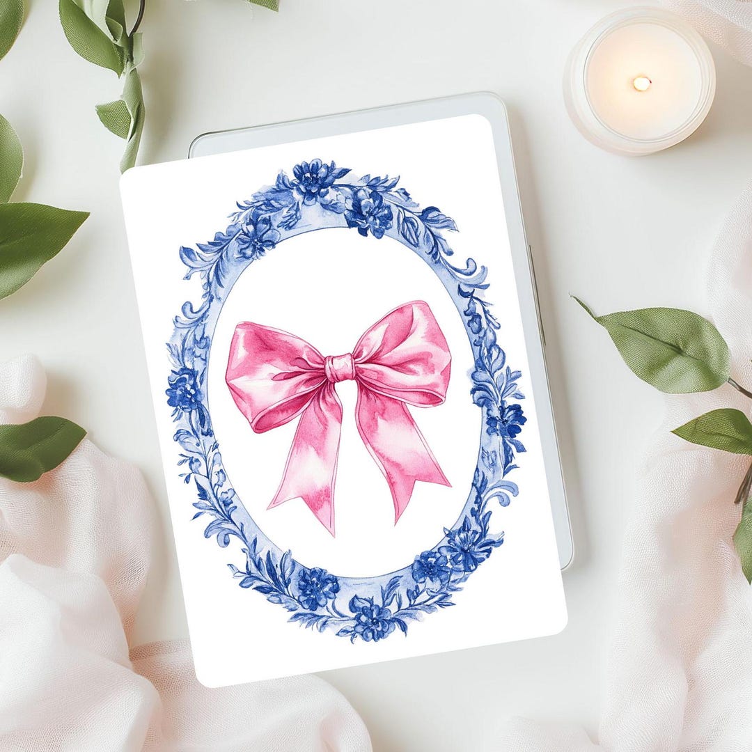 Coquette Pink Bow in Oval Frame No.1 Kindle Insert - Etsy