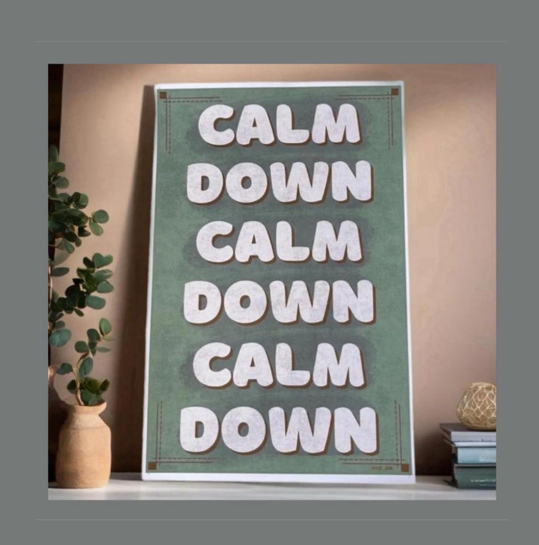 Calm Down Poster Minimalist Wall Art for Relaxation Mindfulness Decor ...