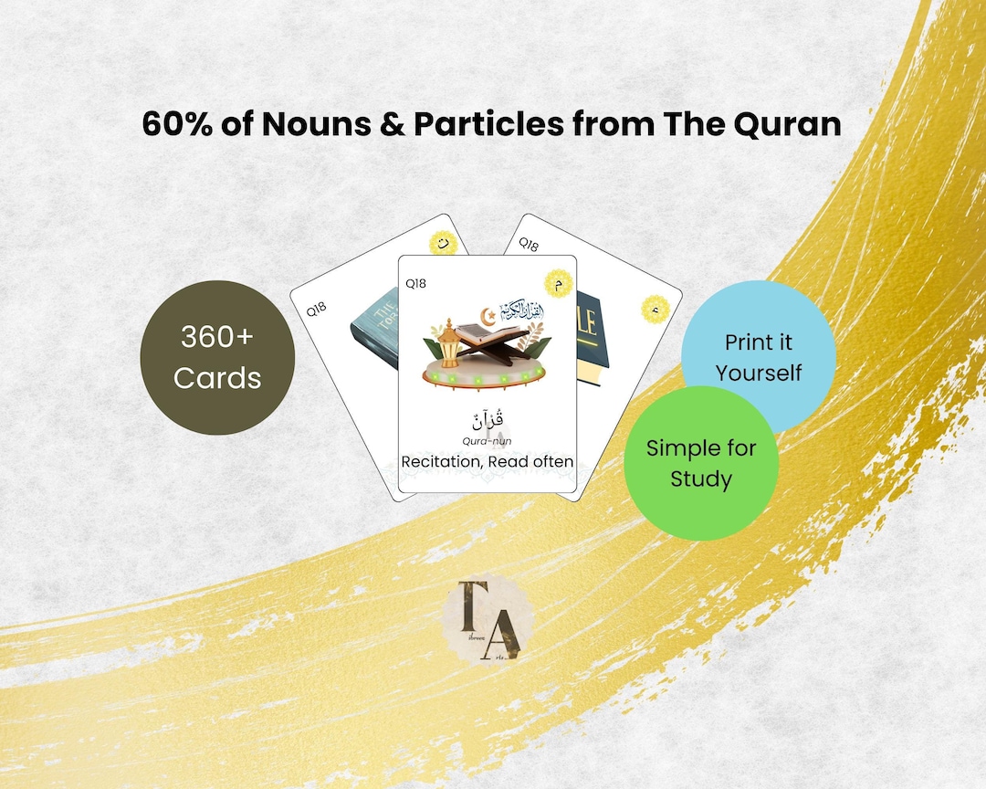 Quran Nouns & Particles Flashcards: Arabic Vocabulary (PDF) - Etsy